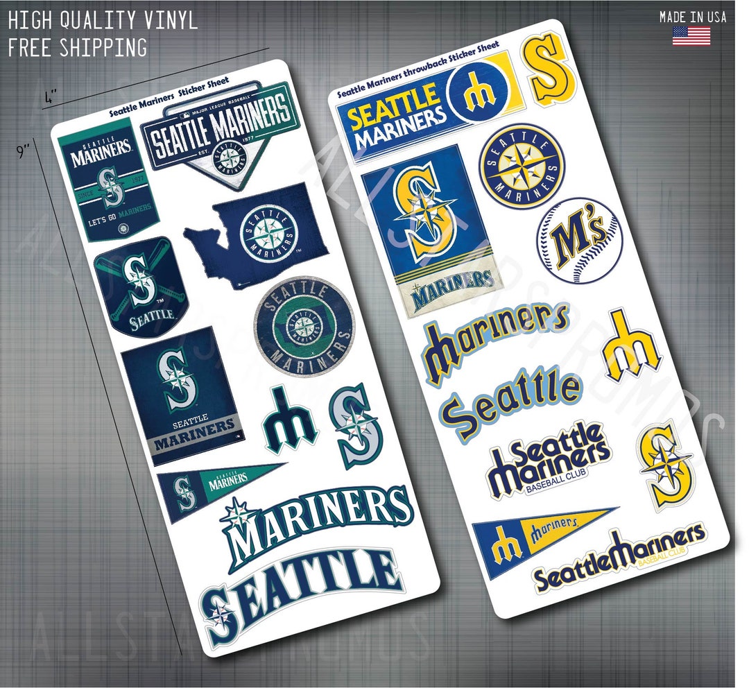 Seattle Mariners Retro Throwback Baseball Decal Sticker Sheet - Etsy