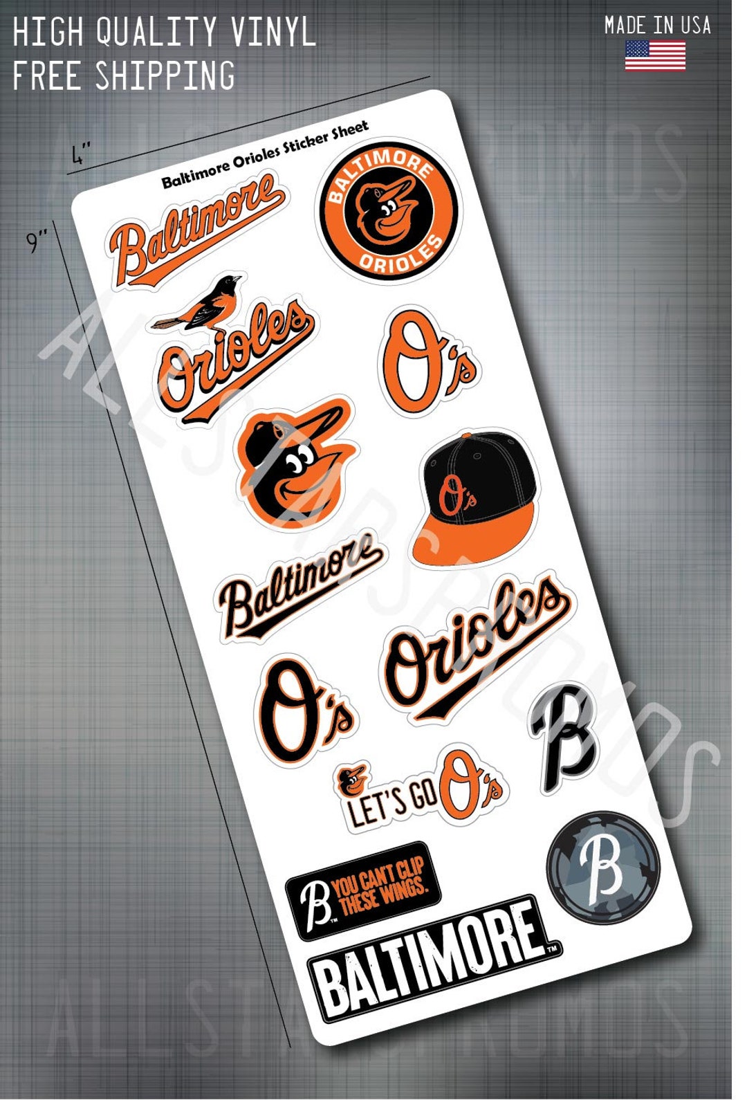 Baltimore Orioles City Connect Baseball Decal Sticker Sheet 14x - Etsy