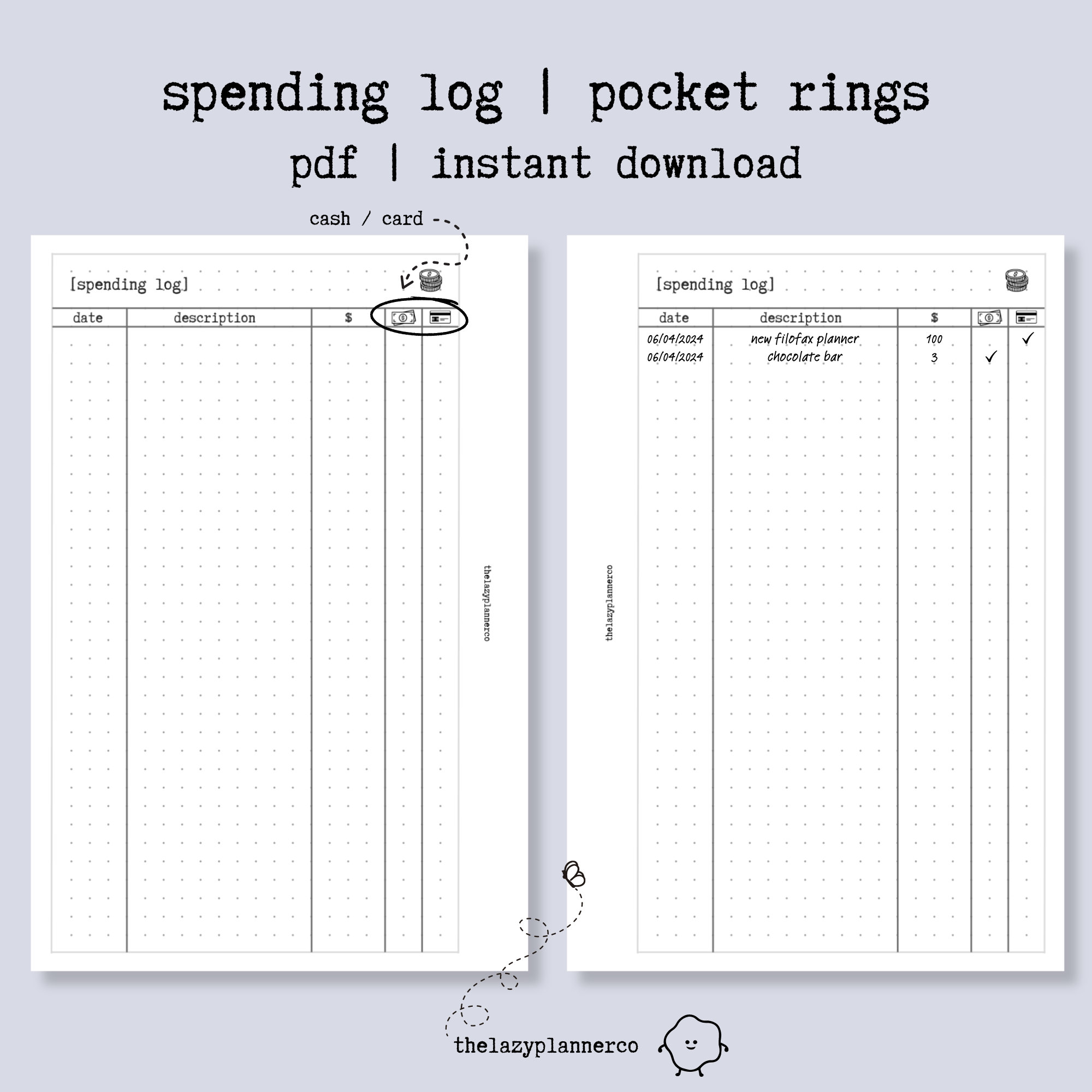 Spending Log Pocket Size Printable Planner Inserts Spending List ...