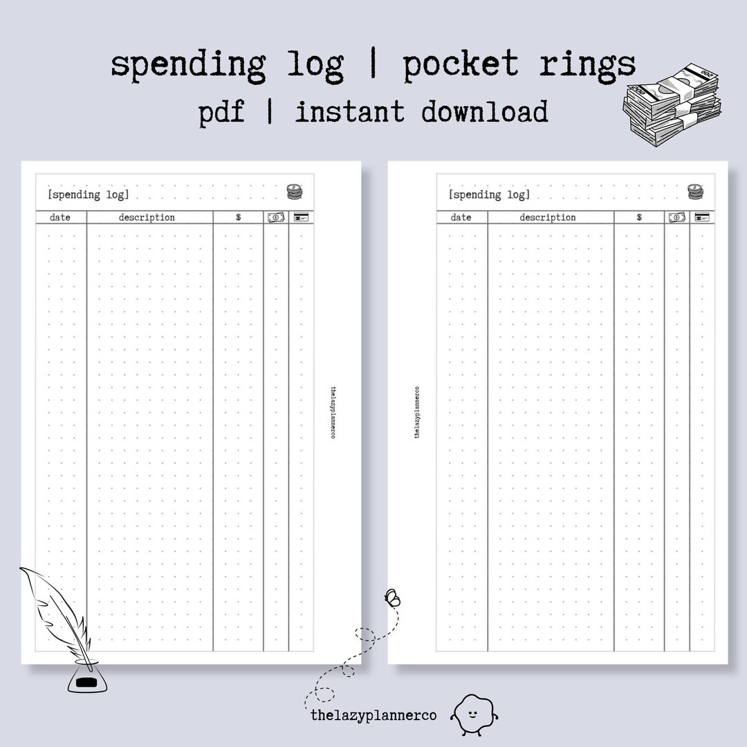 Spending Log Pocket Size Printable Planner Inserts Spending List ...