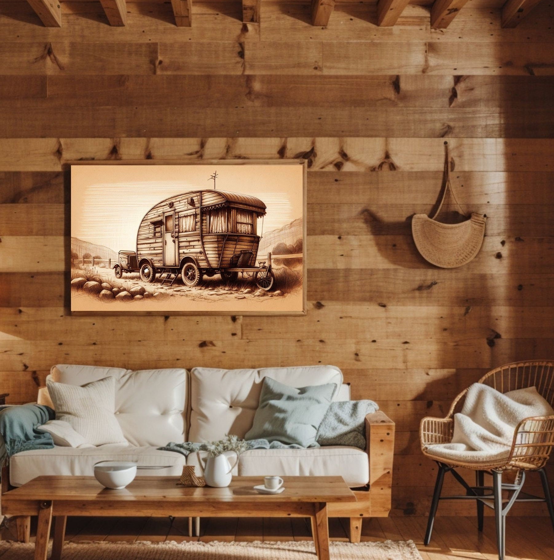 Vintage Aussie Caravan on Canvas Wall Art for Home, Office, or Man Cave ...