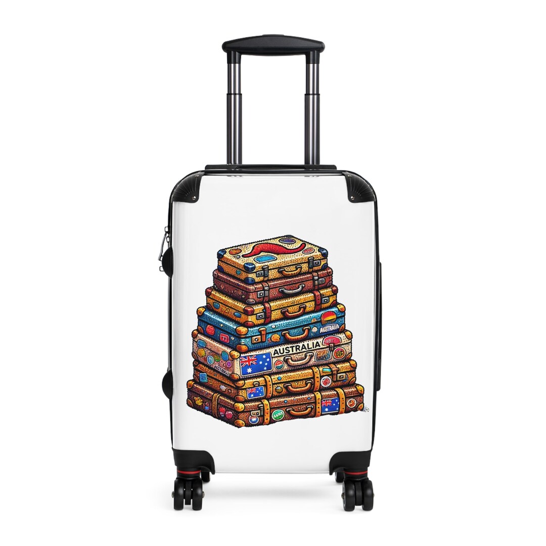 Stack of Seven Vintage Australian Suitcases Cartoon, 3 Sizes, 360 ...