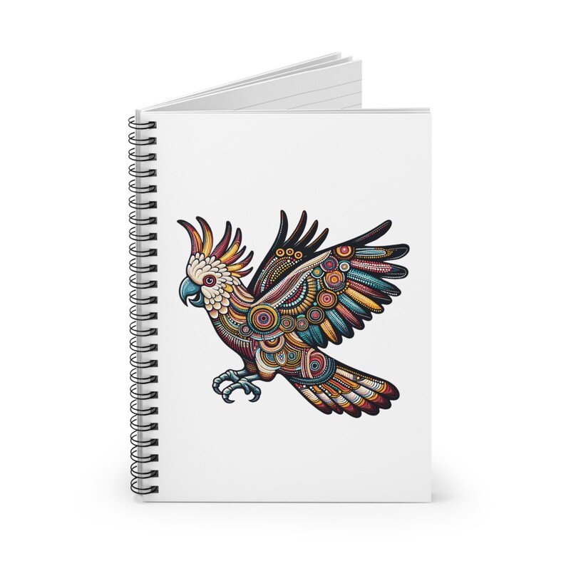 Flying Cockatoo Dot Art on a Spiral Notebook, Ruled Line, Great for ...