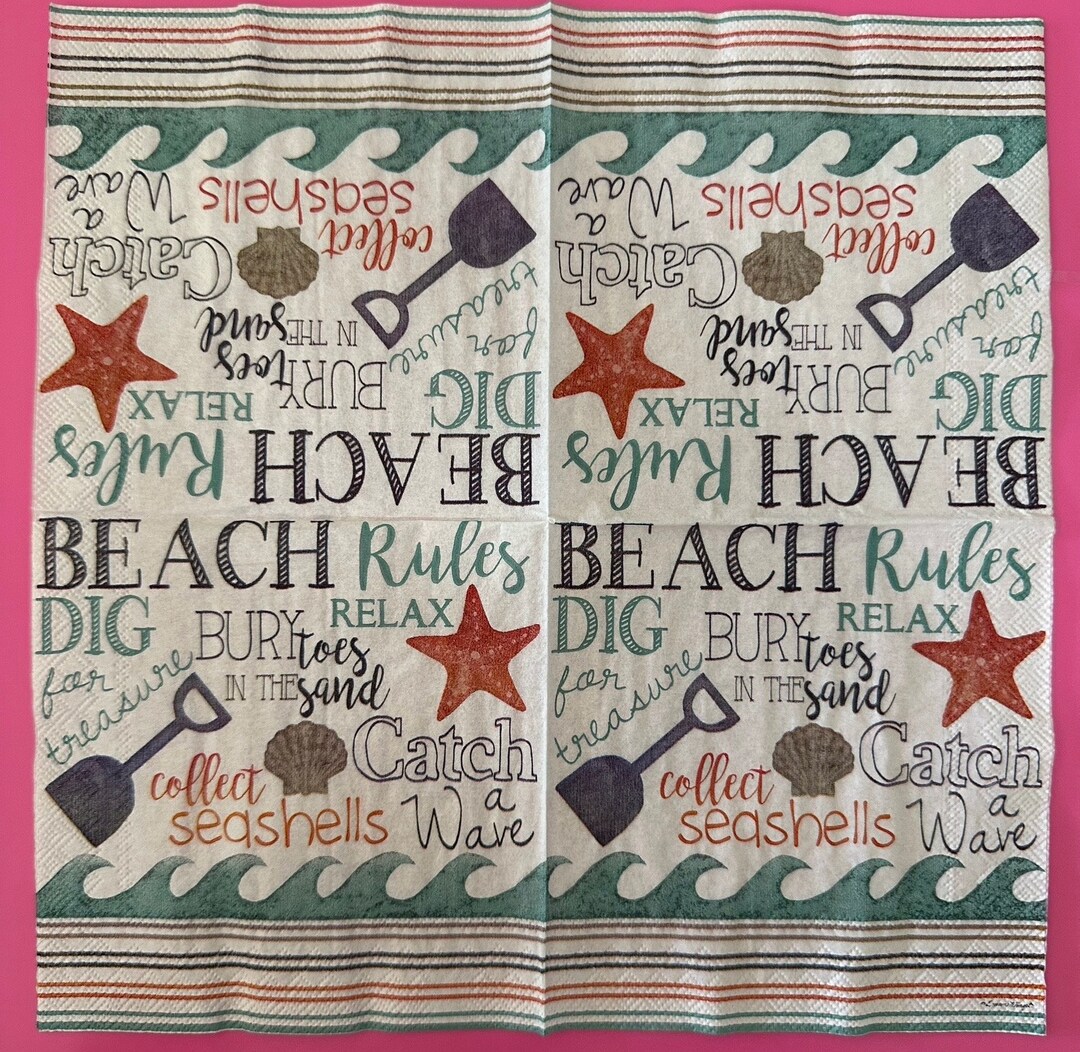 2 Decoupage Napkins Seashells Beach Sayings - Etsy