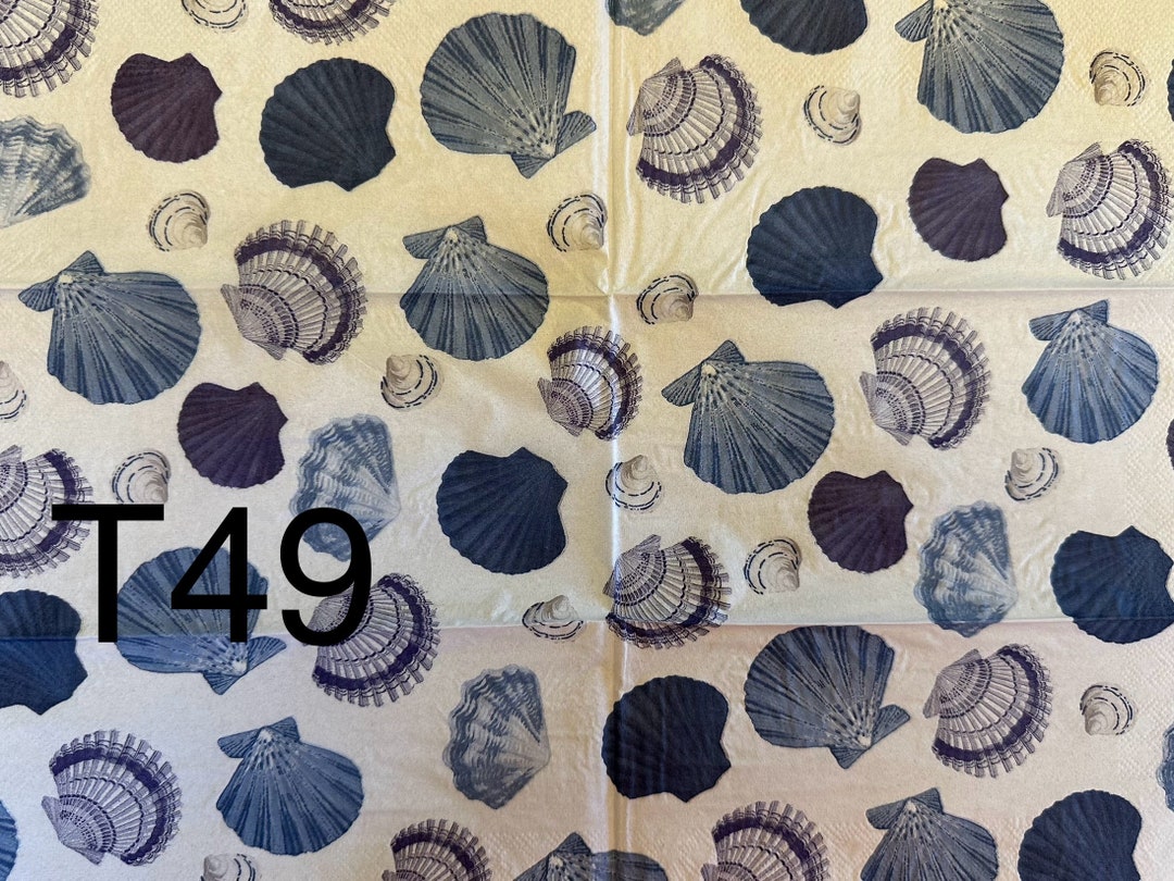 2 Decoupage Napkins Seashells Blue Purple Tropical GUEST - Etsy
