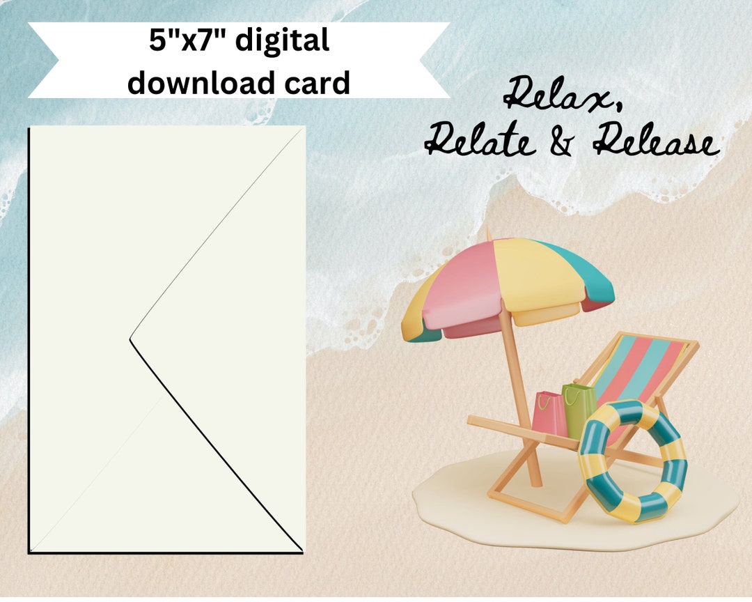 BEACH SUMMER, RELAX Self-love Positive Affirmation Greeting Card 5"x7 ...