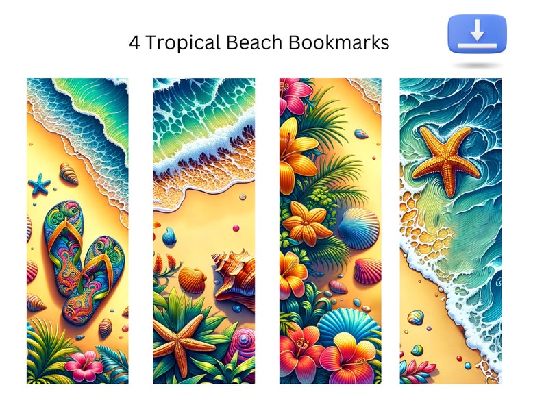 4 Tropical Beach Bookmarks - Etsy