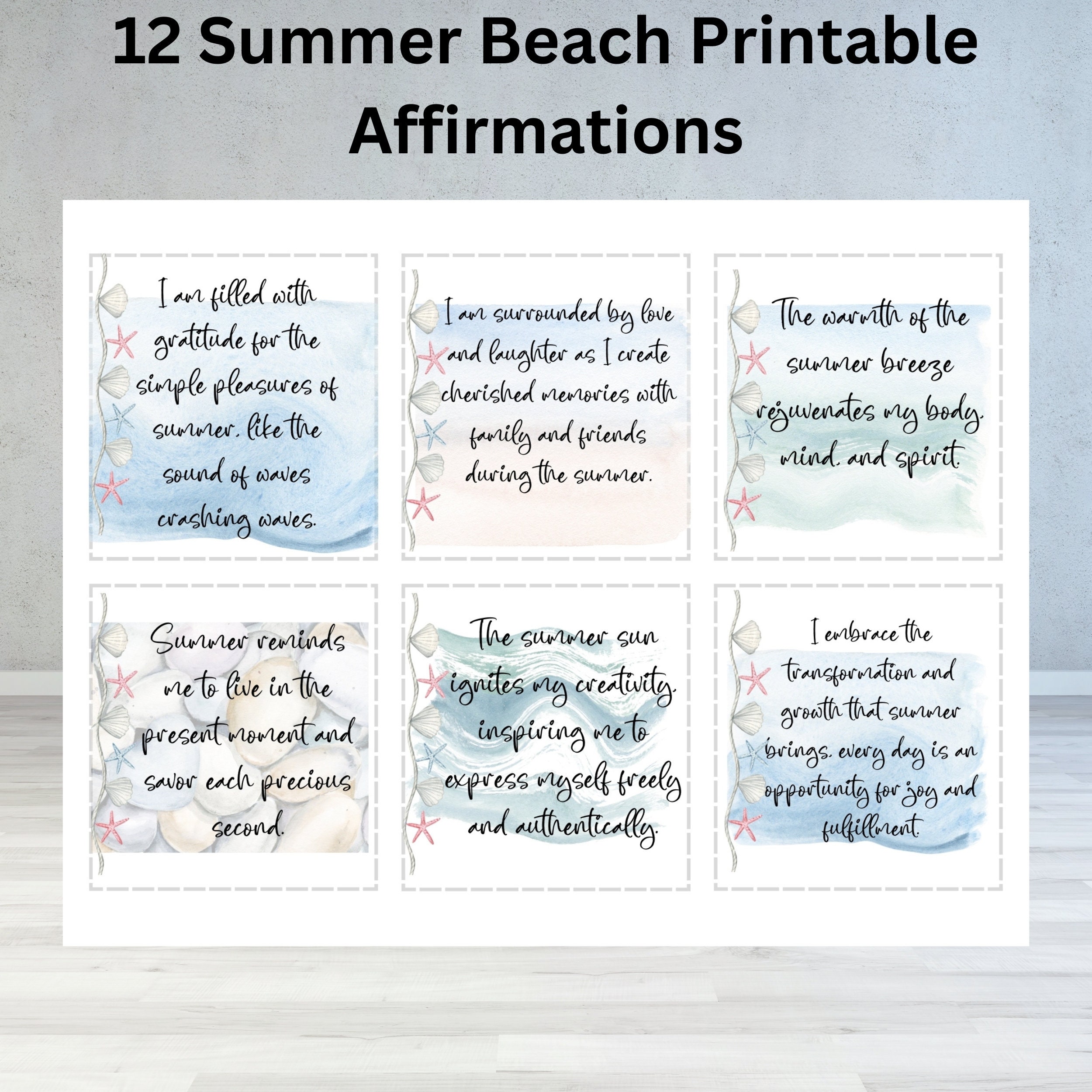 12 Summer Beach Affirmations Self Love Care Positive Affirmation Card ...