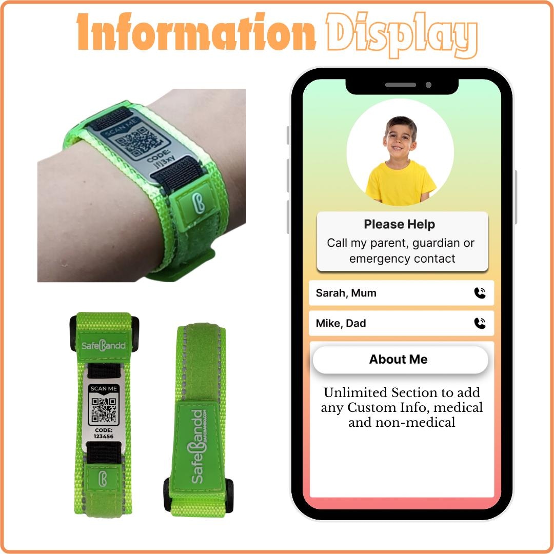 Lost Child QR ID Bracelet | Smart Emergency Contact Wristband | Quick ...