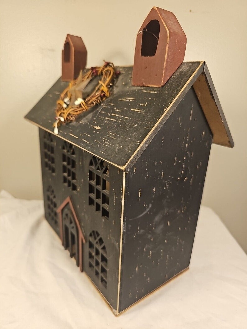 Vintage Primitive Saltbox House Black Stars Americana Wooden Country ...