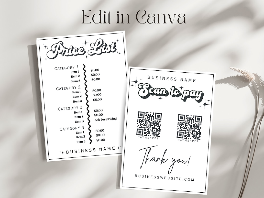 Scan to Pay QR Code Sign Price List Printable Business Sign Canva ...