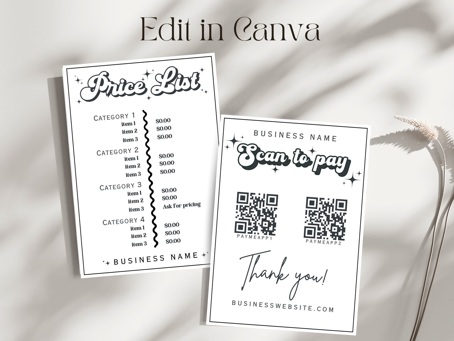 Scan to Pay QR Code Sign Price List Printable Business Sign Canva ...
