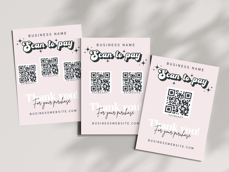 Pastel Payment Sign Template Vendor QR Code Sign Scan to Pay Pink Card ...