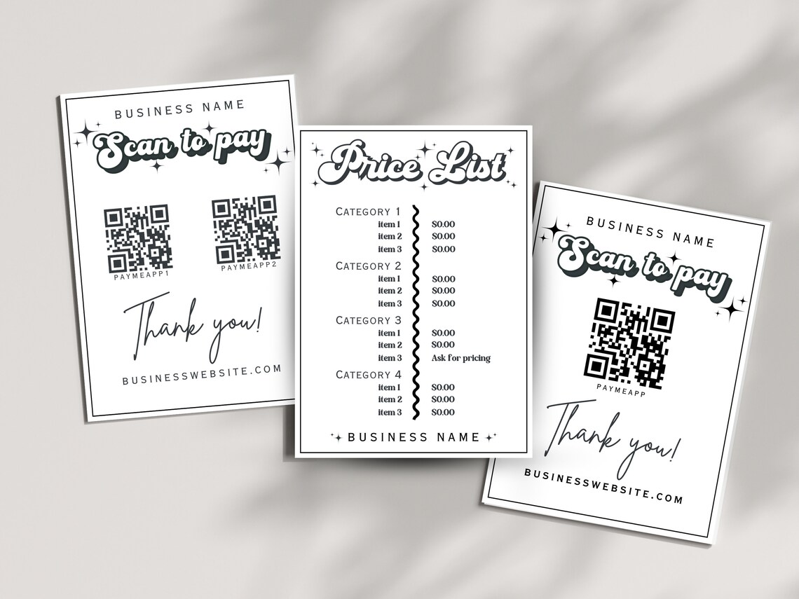 Scan to Pay QR Code Sign Price List Printable Business Sign Canva ...