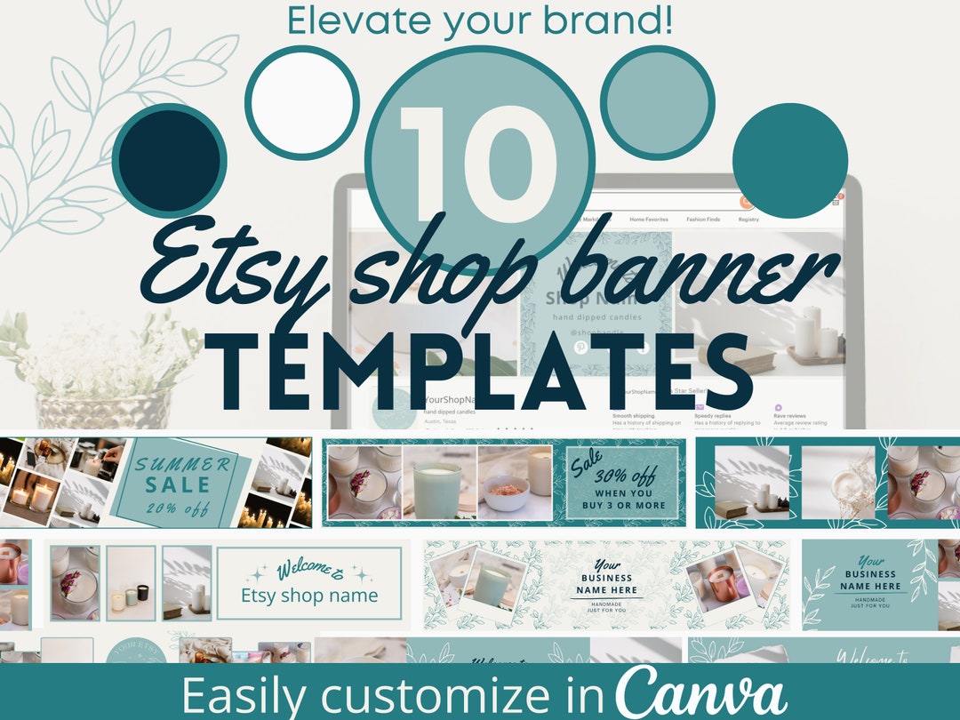 Etsy Shop Banner Templates Bundle, Blue Boho Etsy Store Branding ...