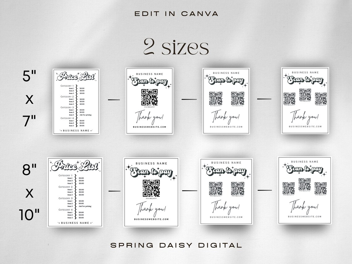 Scan to Pay QR Code Sign Price List Printable Business Sign Canva ...