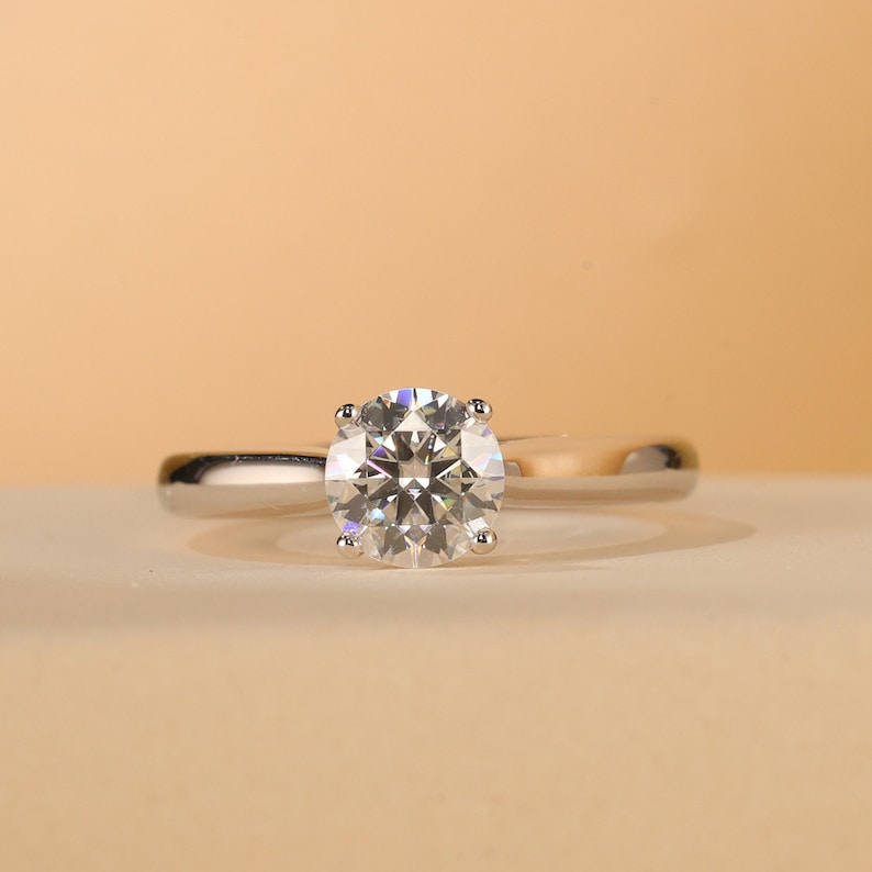 18K White Gold Solitaire Lab Grown Diamond Engagement Ring - Etsy