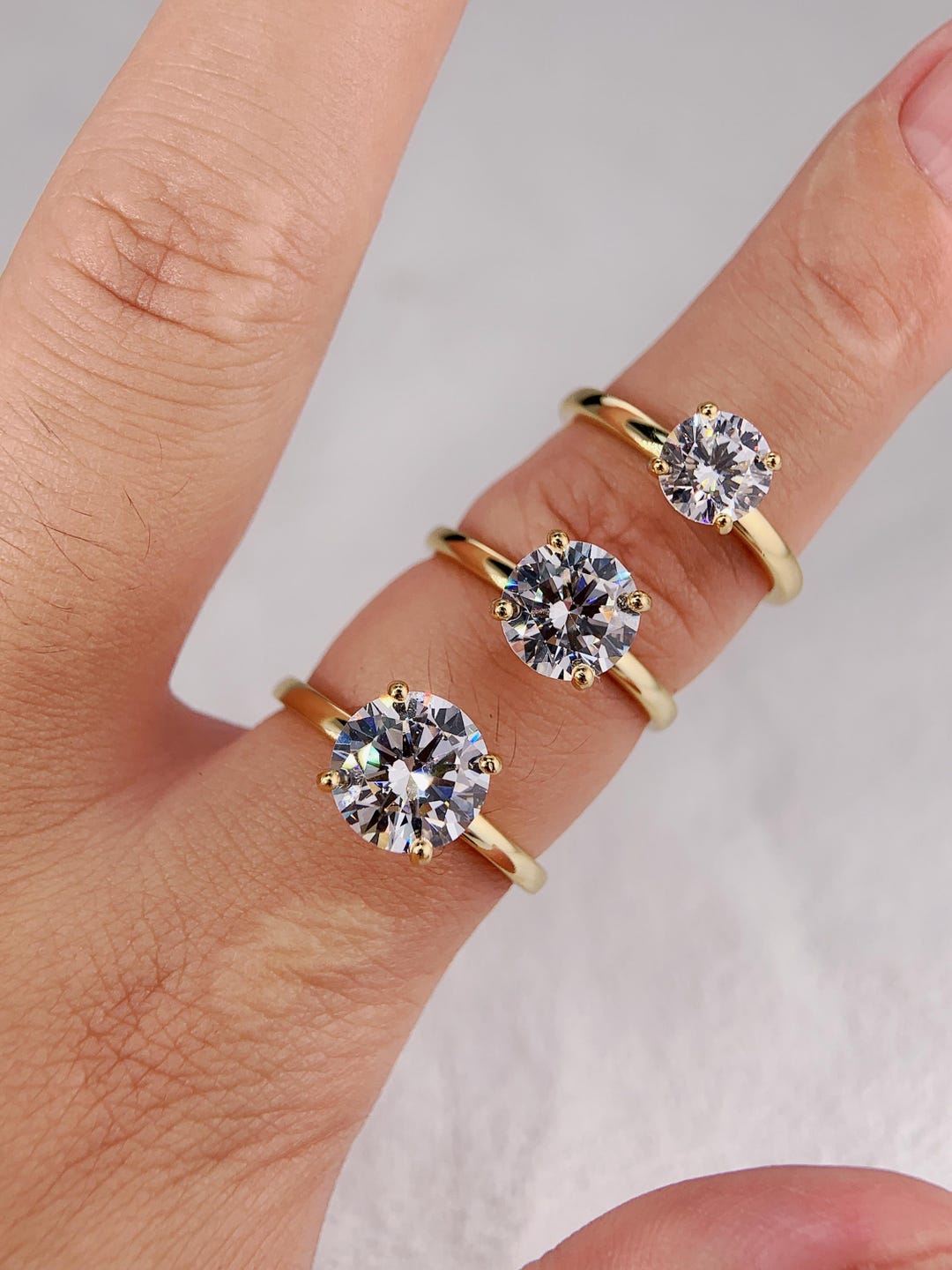 Round Engagement Ring Gold Silver Ring Travel Ring Promise Ring Wedding ...