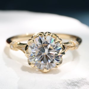 Vintage Inspired Engagement Ring Cathedral Setting Filigree Art Deco ...