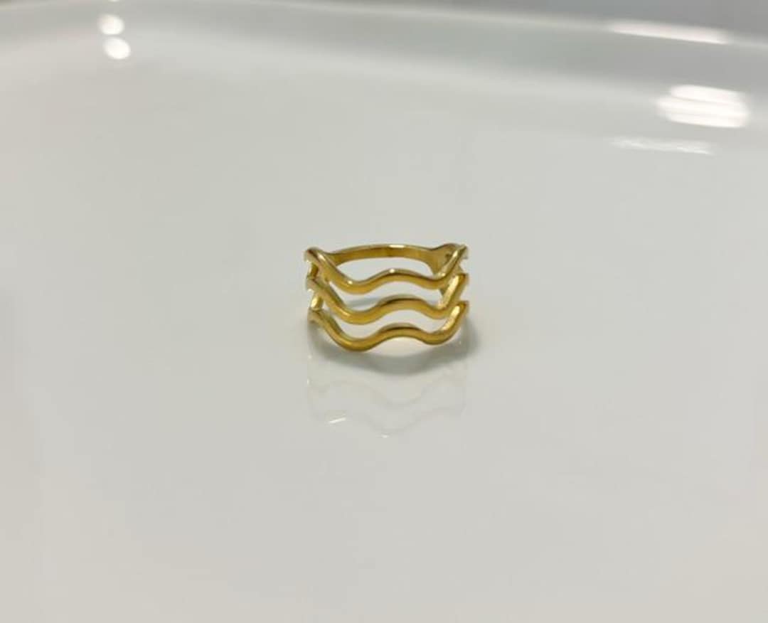 Gold Wave Ring, Beach Jewelry, Summer Accessory, Gold Plated Ring ...
