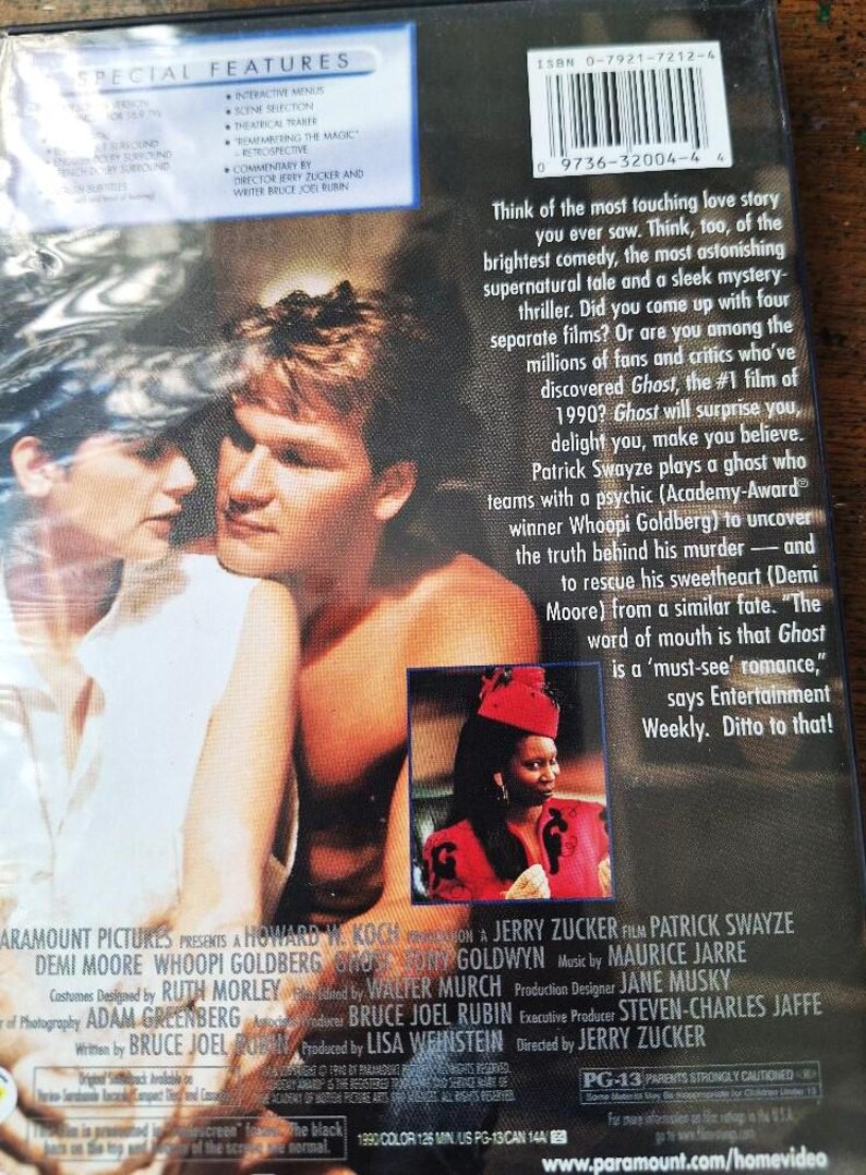 GHOST DVD With Patrick Swayze, Demi Moore, and Whoopi Goldberg - Etsy
