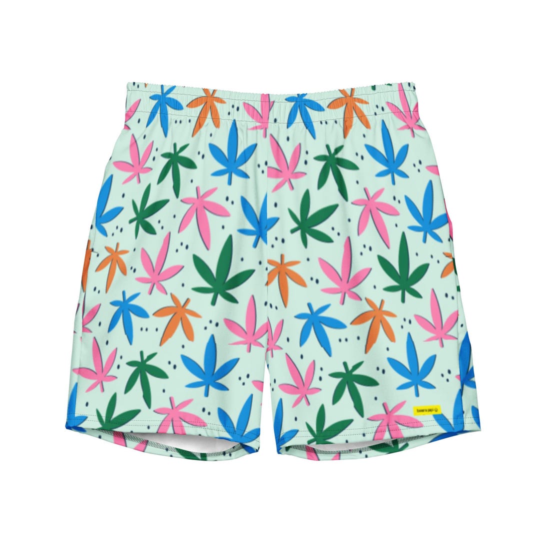 Retro Weed 2 - Signature Banana Papi Swim Trunks - Comfy, Stretchy ...