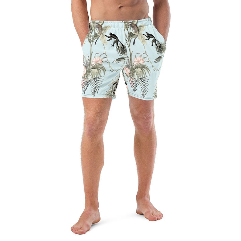 Monkey Print Swim Trunks: Men's Tropical Beach Swimsuit - Etsy