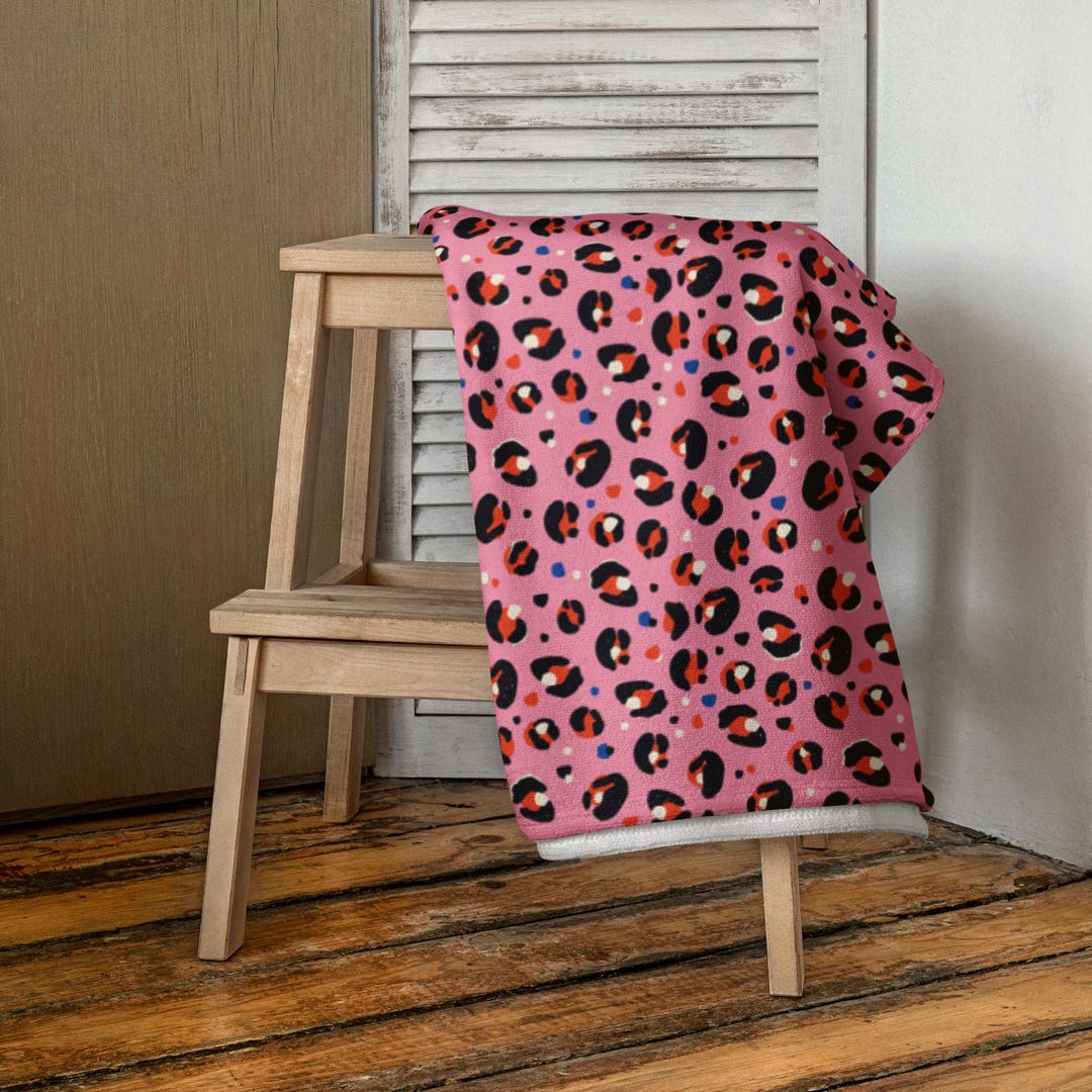 Pink Leopard - Signature Banana Papi Beach Towel - Oversized, Quick Dry ...