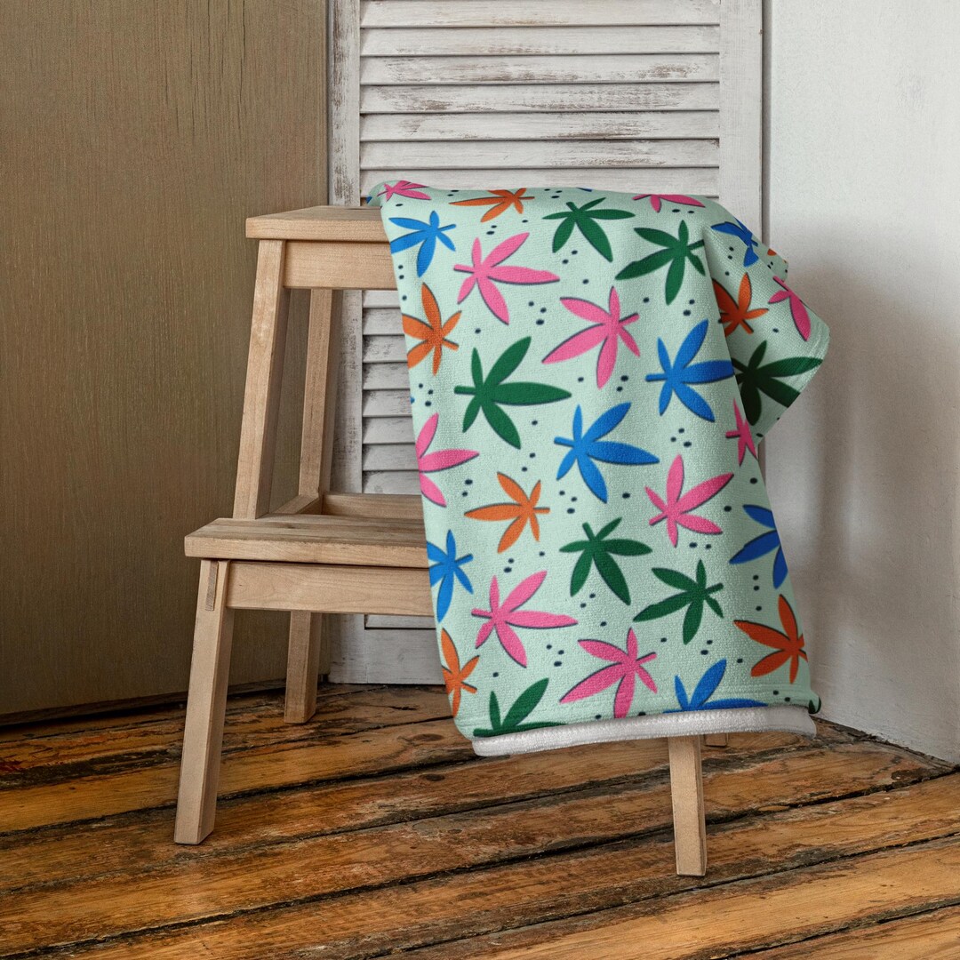 Retro Weed 2 - Signature Banana Papi Beach Towel - Oversized, Quick Dry ...