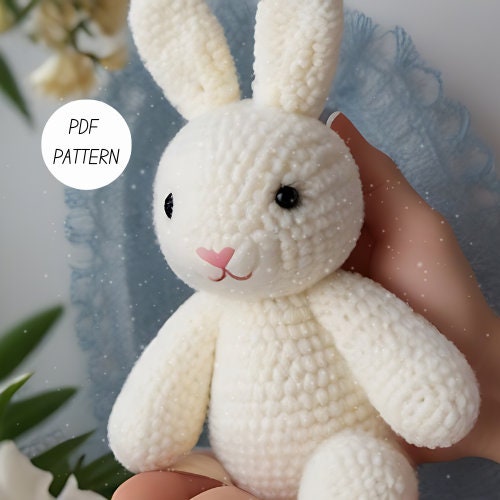 Rabbit Crochet Pattern, White Fluffy Bunny Crochet Pattern, Amigurumi ...