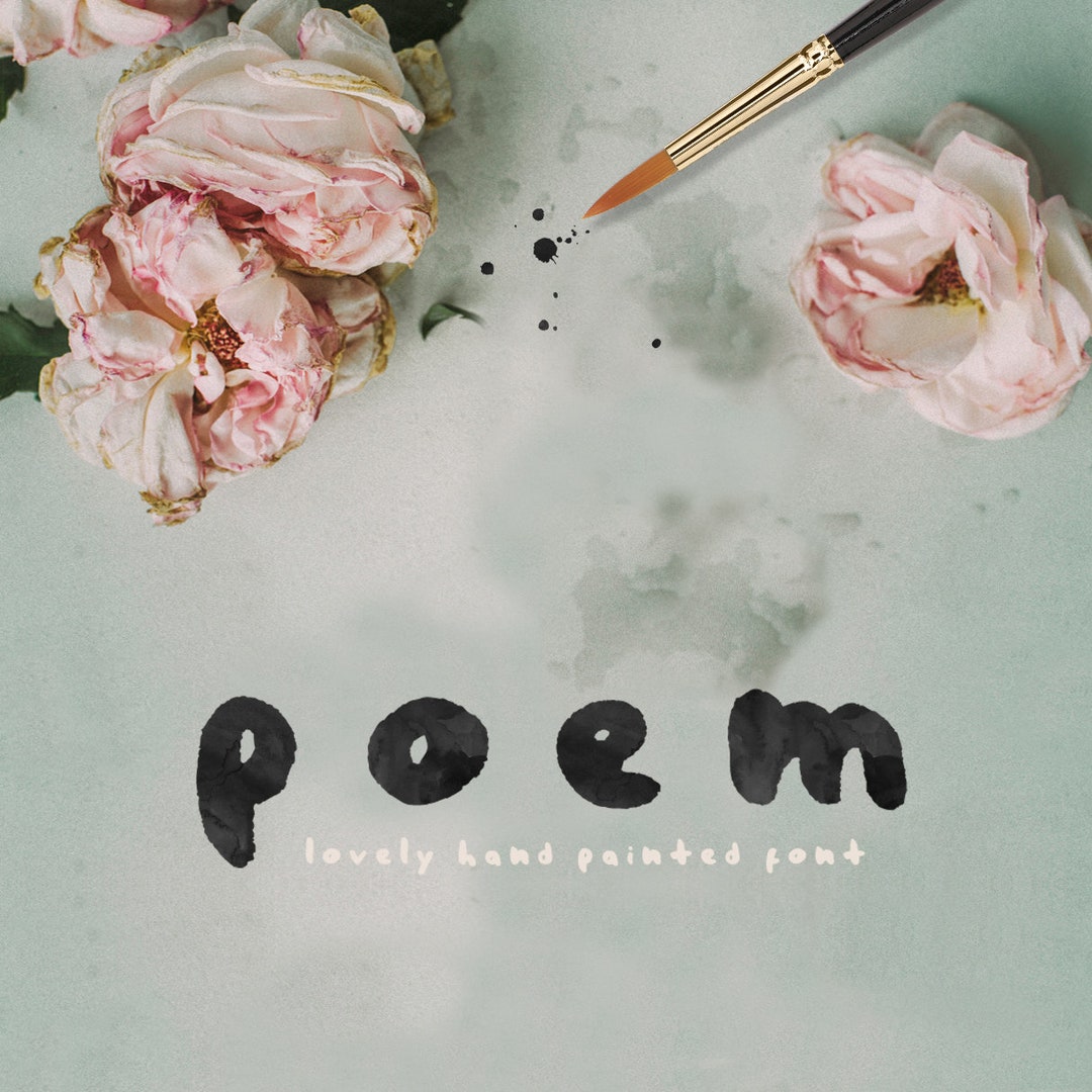 Poem Brush Font, Cute Font, Font Download, Modern Brush Font, Regular ...