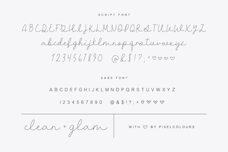 Clean and Glam Script Font Duo Font Download Script Fonts - Etsy