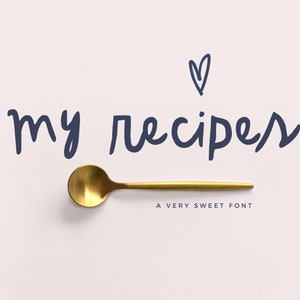 My Recipes Hand Drawn Font Extras Informal Font Font - Etsy