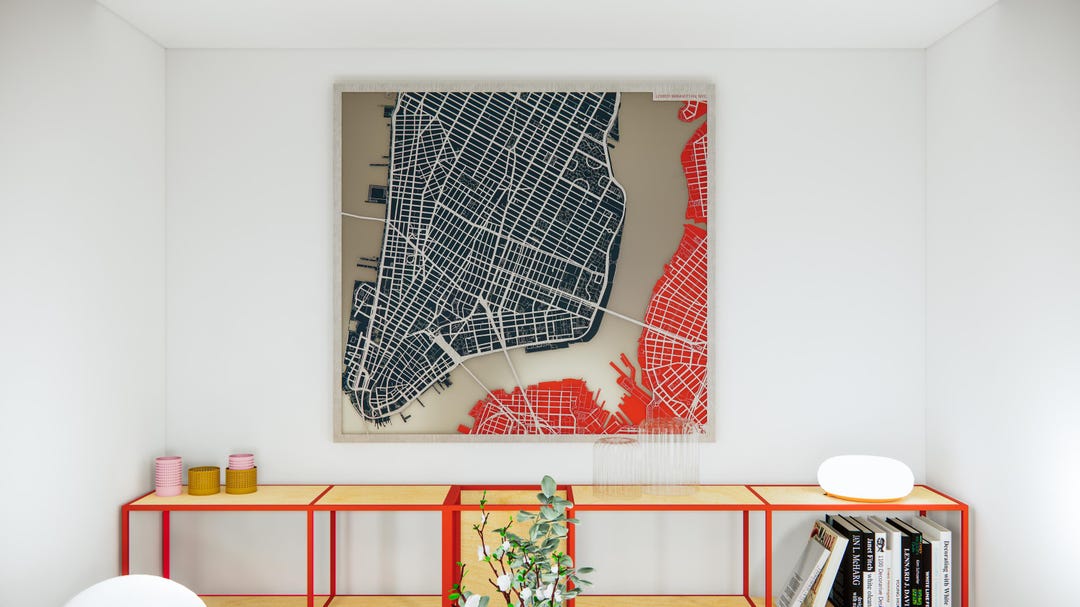 Stainless Steel Map Wall Art NYC, Lower Manhattan - Etsy