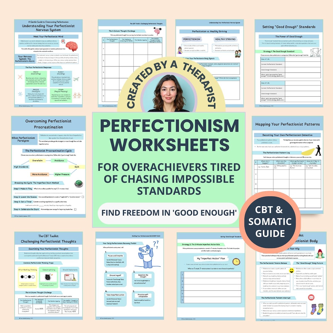 Perfectionism Worksheets: CBT & Somatic Tools to Release Control and ...