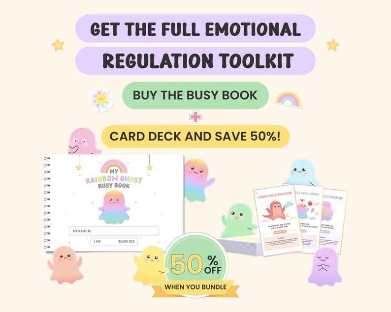 Rainbow Ghosts Emotion Regulation Cards: Kids Feelings & Coping Skills ...