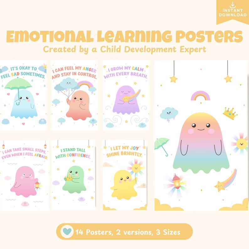 Printable Emotional Learning Posters | 14 Affirmation Prints for Calm ...