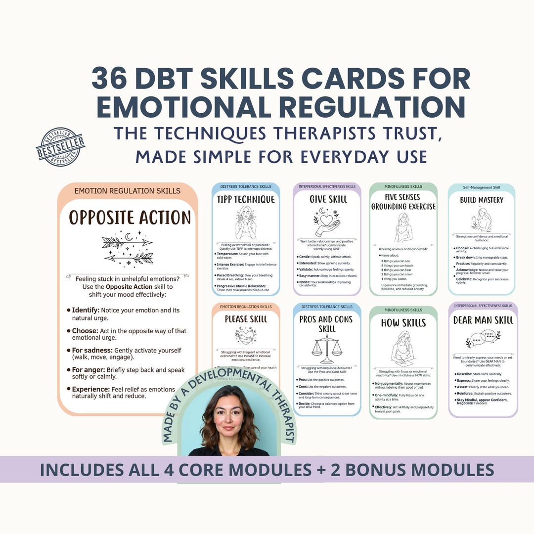 DBT Skills Flashcards: Emotional Regulation & Coping Skills (printable ...