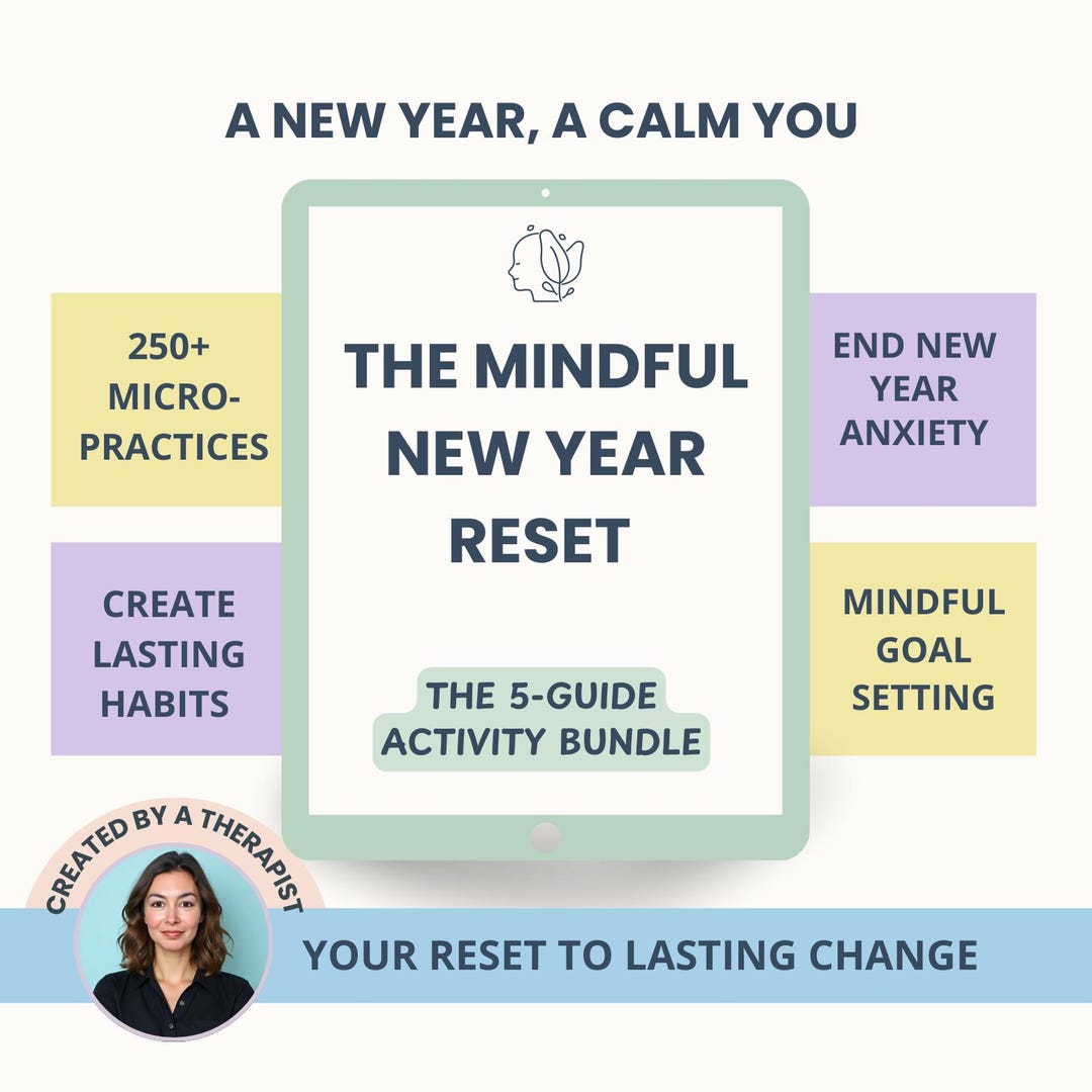 Mindful Goal Setting: New Year Activity Guide Bundle, Stress Relief ...