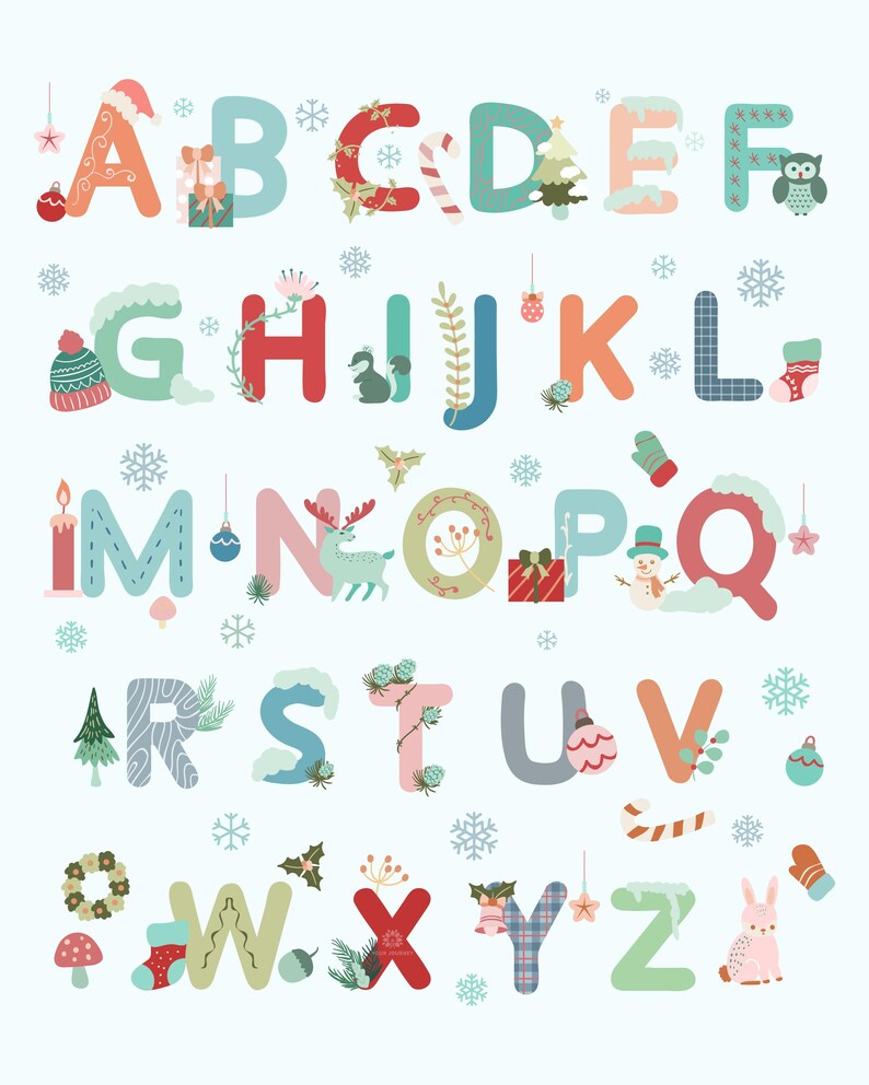 Winter ABC Poster for Kids, Digital Alphabet Wall Art, Winter ...