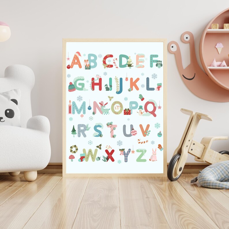 Winter ABC Poster for Kids, Digital Alphabet Wall Art, Winter ...