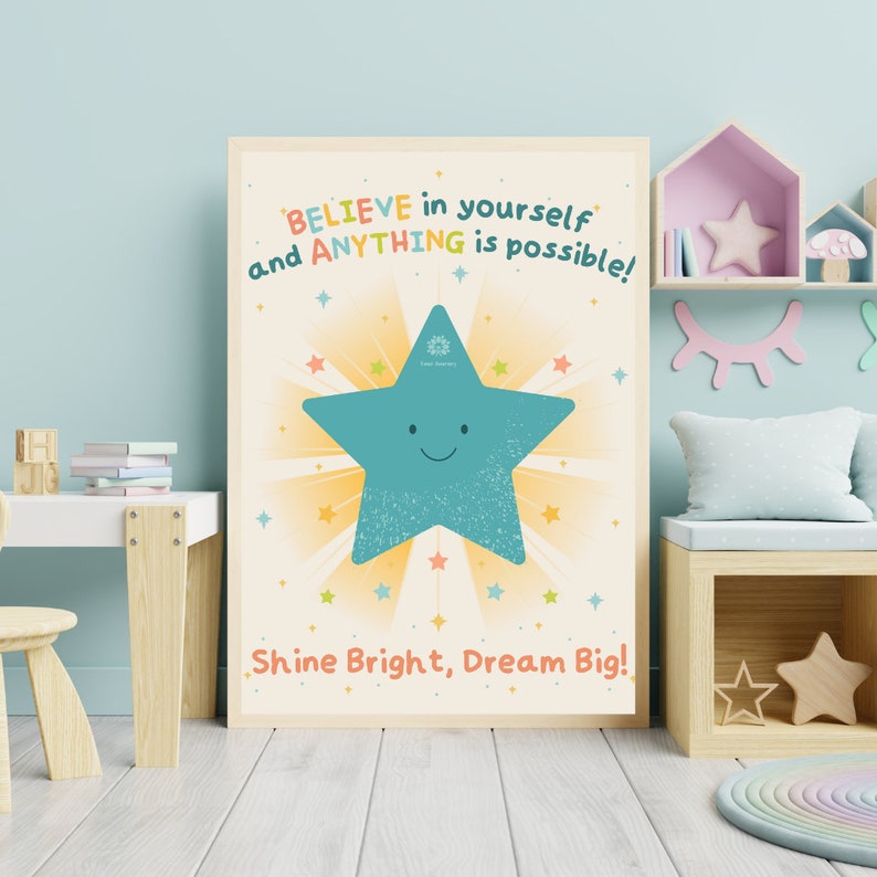 Growthmindset Poster for Kids, Believe in Yourself Poster ...