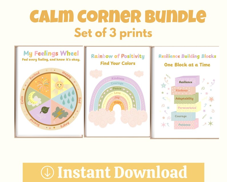 Calm Corner Poster Set Digital Emotional Learning Prints Mindfulness ...