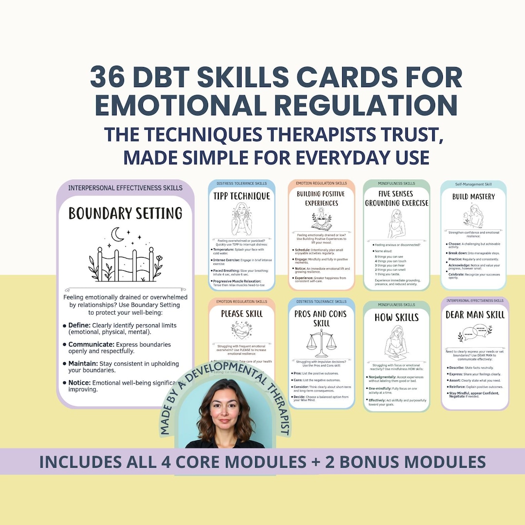 DBT Skills Flashcards: Emotional Regulation & Coping Skills (printable ...