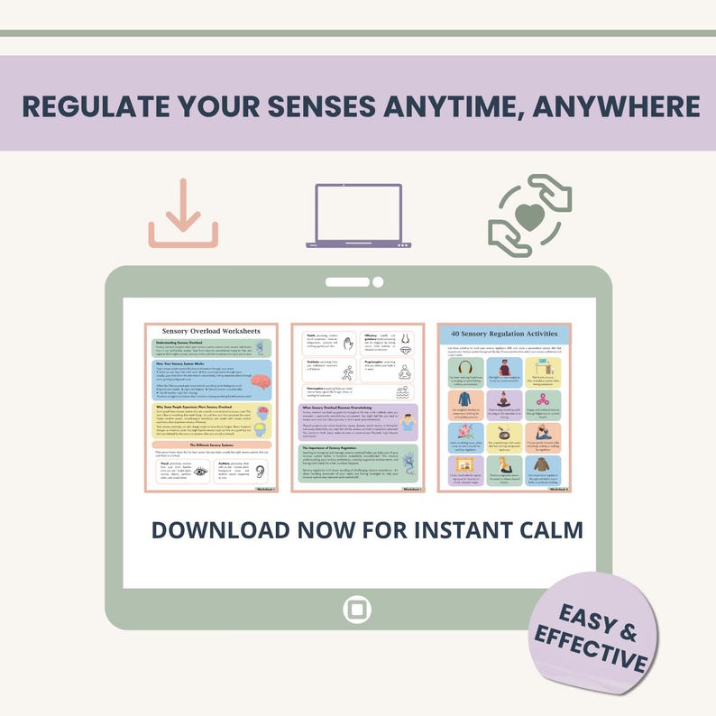 Sensory Regulation Worksheets: Neurodivergent Coping Skills for ADHD ...