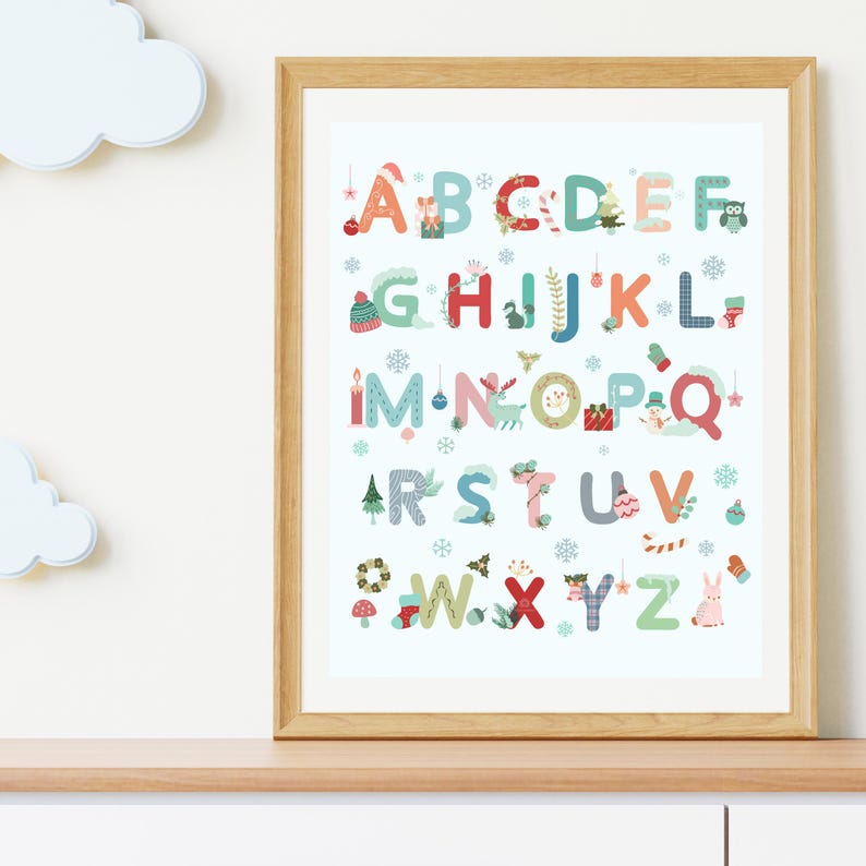 Winter ABC Poster for Kids, Digital Alphabet Wall Art, Winter ...