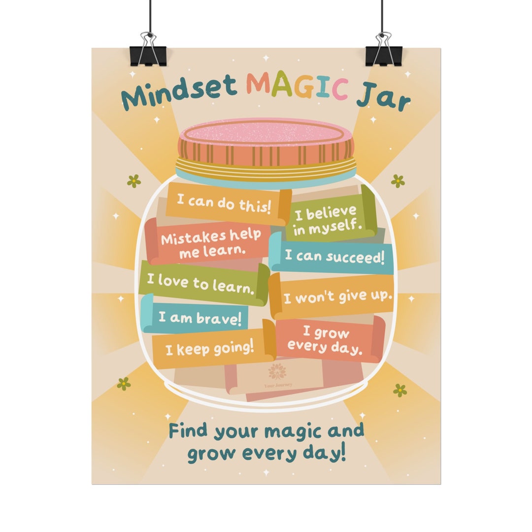 Growth Mindset Poster for Kids, Mindset Magic Jar, Positive ...