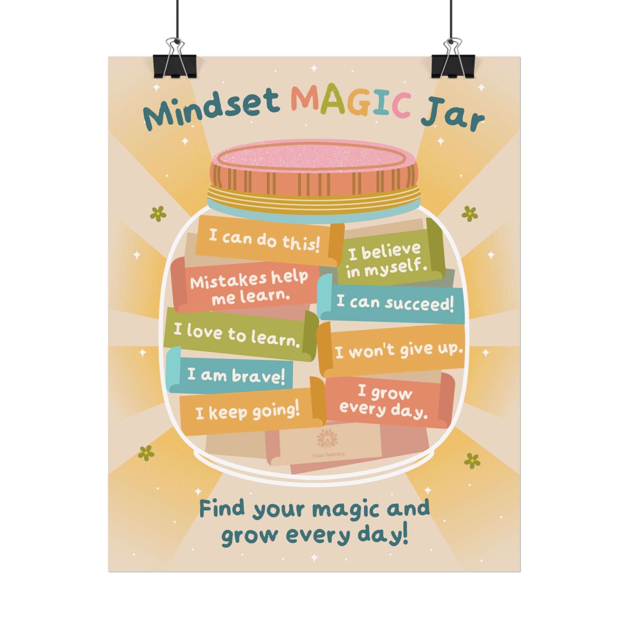 Growth Mindset Poster for Kids, Mindset Magic Jar, Positive ...