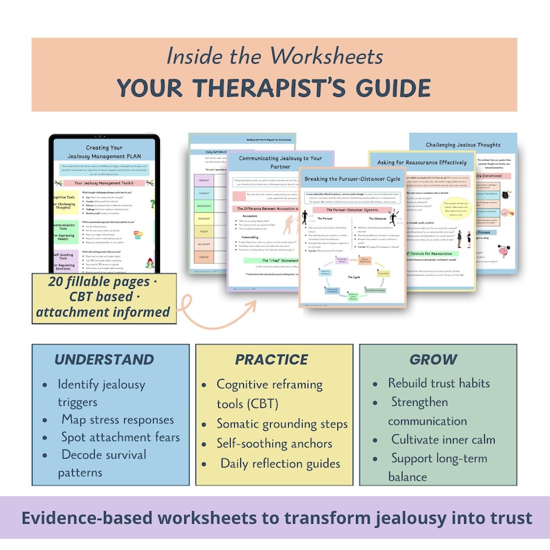 Relationship Anxiety Worksheets: Jealousy, Insecurity & Trust Building ...
