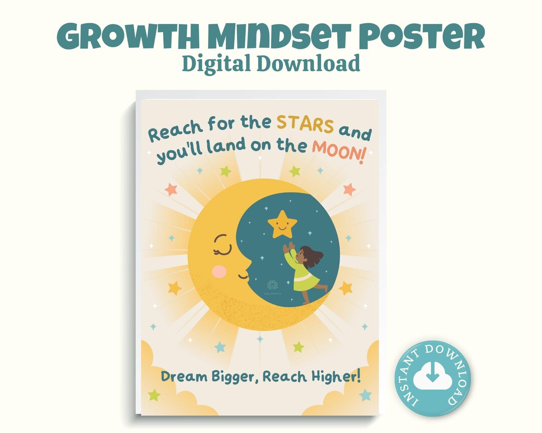 Growth Mindset Poster Inspirational Quote Wall Art Dream Big Art ...
